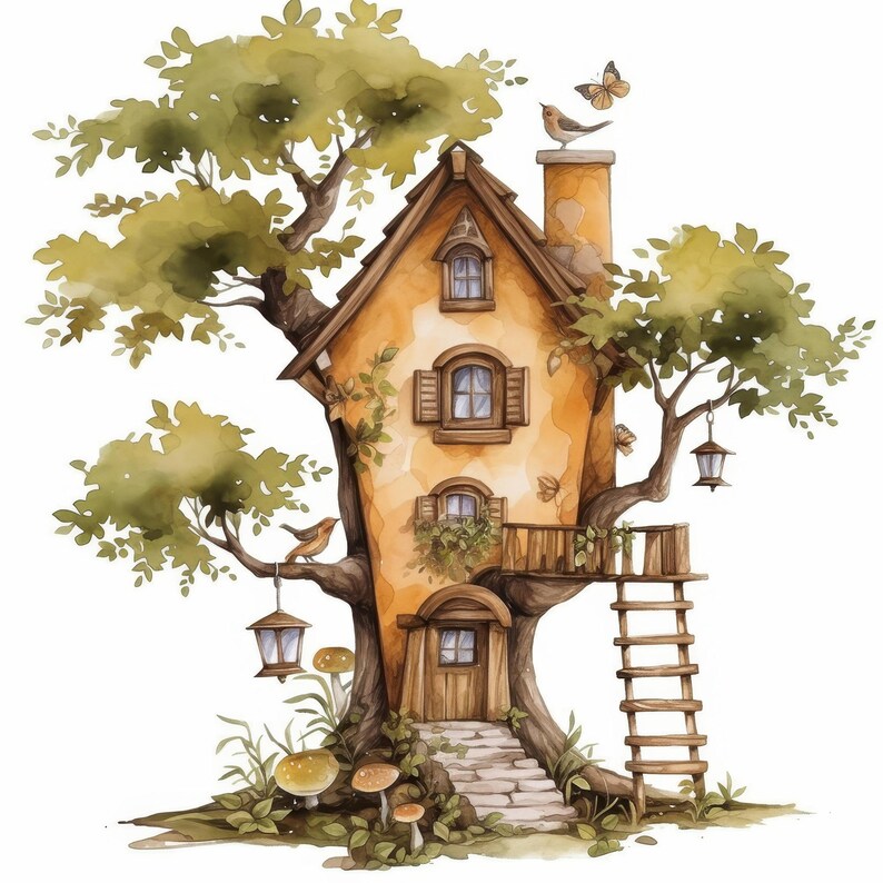 10 Treehouse Clipart Bundle, House on Tree Images Illustrations ...