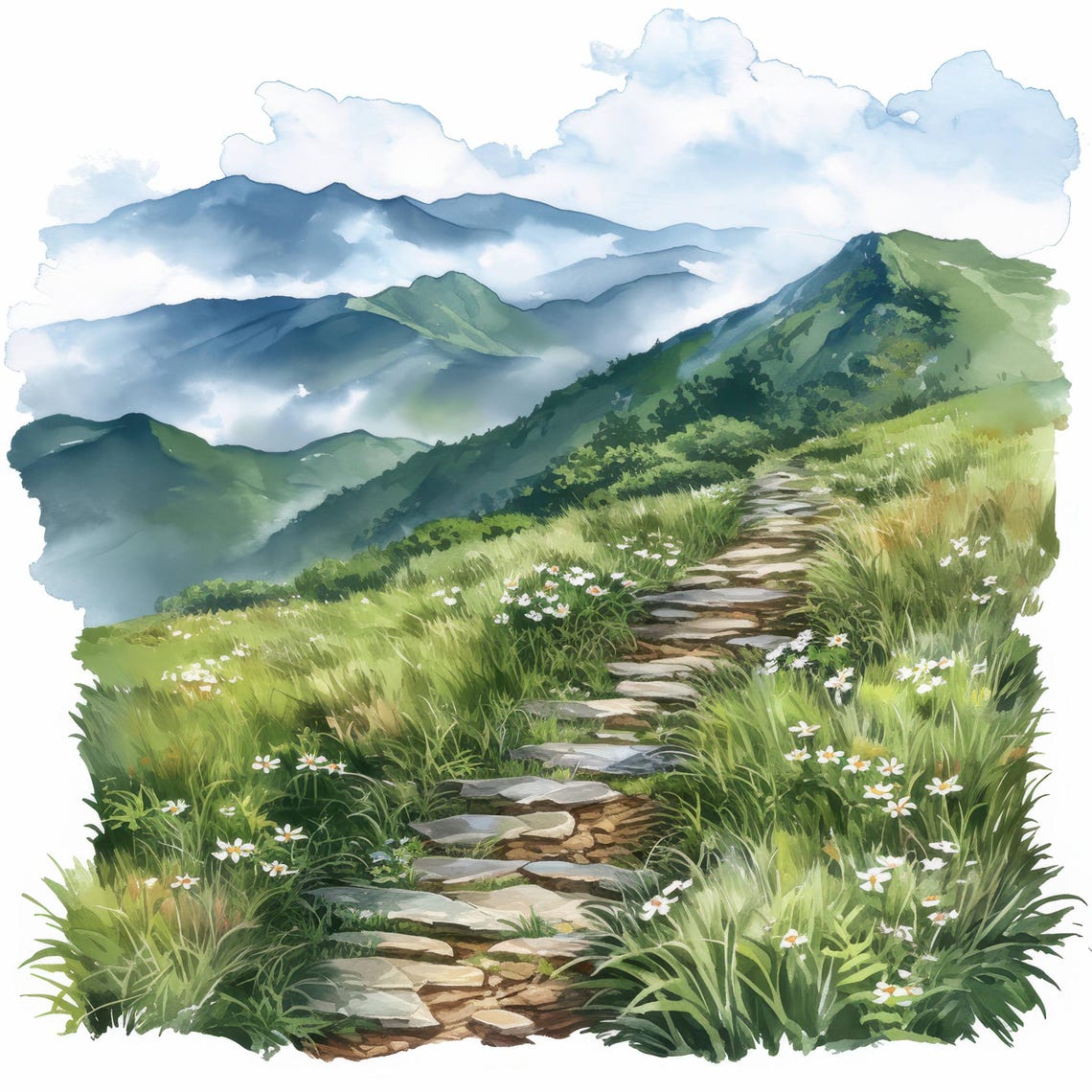 13 Mountain Valley Trail Clipart Bundle, Pathway Illustrations ...