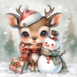 12 Christmas Friends Clipart Bundle, Printable Watercolor Ephemera ...