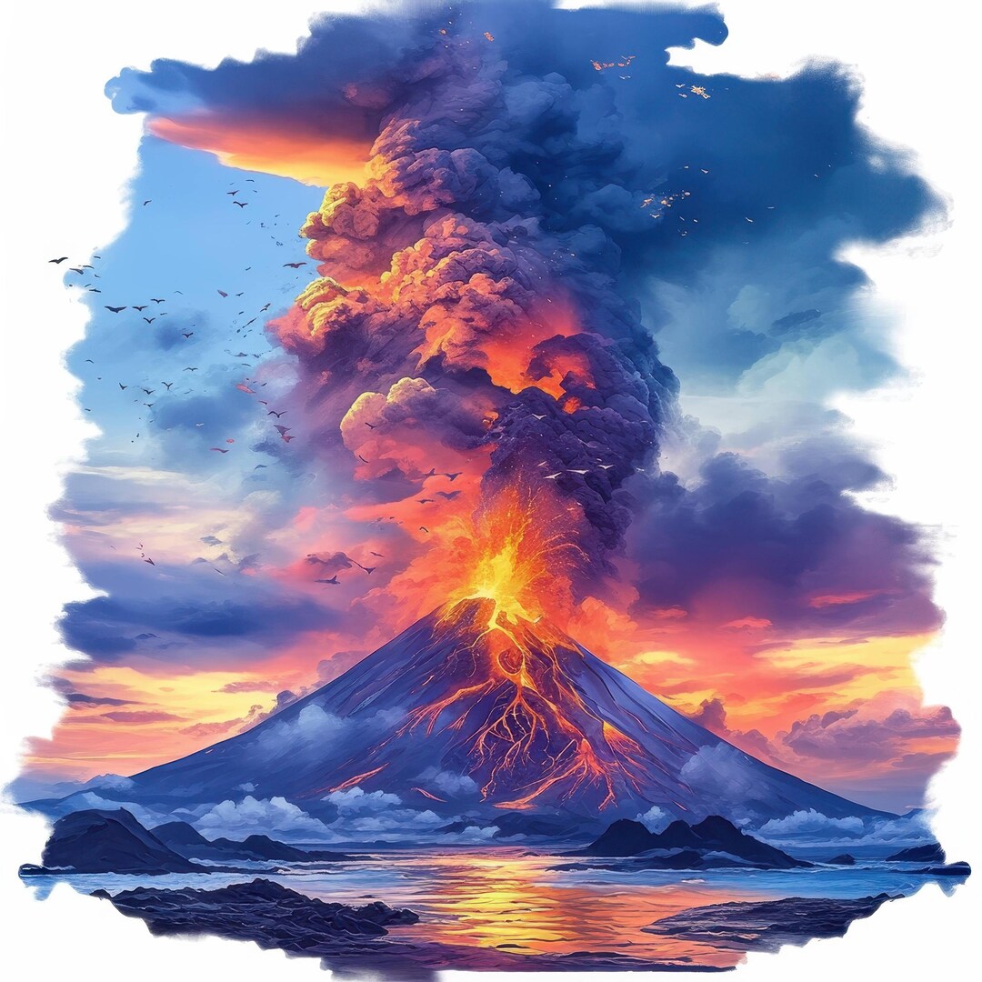 10 Volcanic Eruption Clipart Bundle, Fiery Volcano Illustrations ...