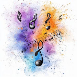 10 Watercolor Music Notes Clipart Bundle, Notes Illustrations ...