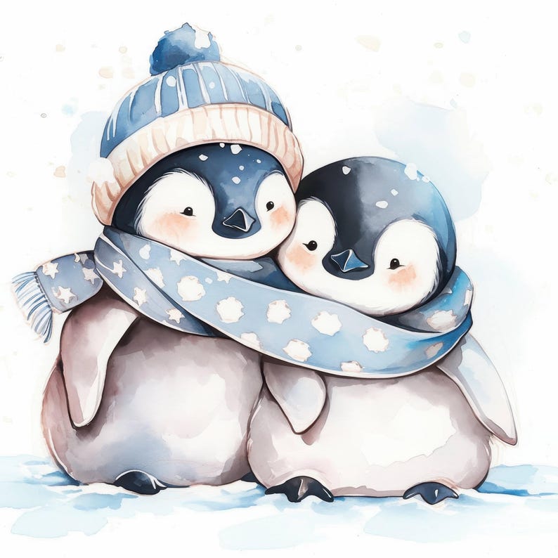 16 Winter Penguins Clipart Bundle, Cute Penguin Friends Illustrations ...