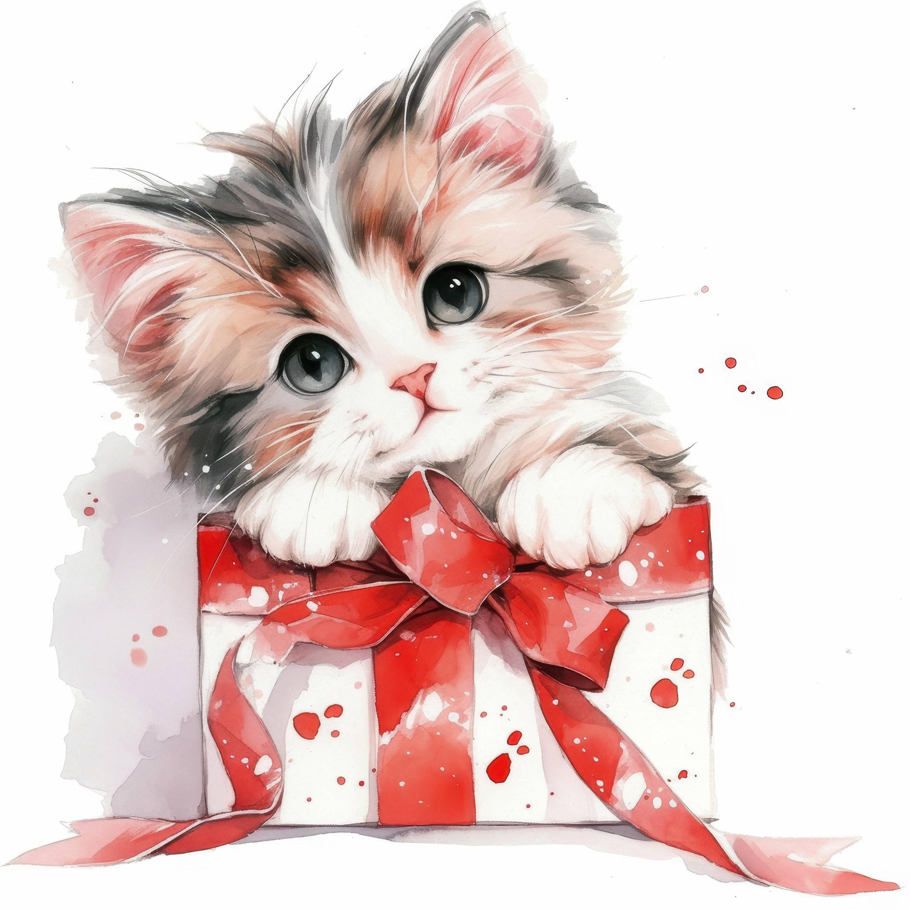 16 Kitten Giftbox Clipart Bundle, Cute Cat Images Illustrations ...
