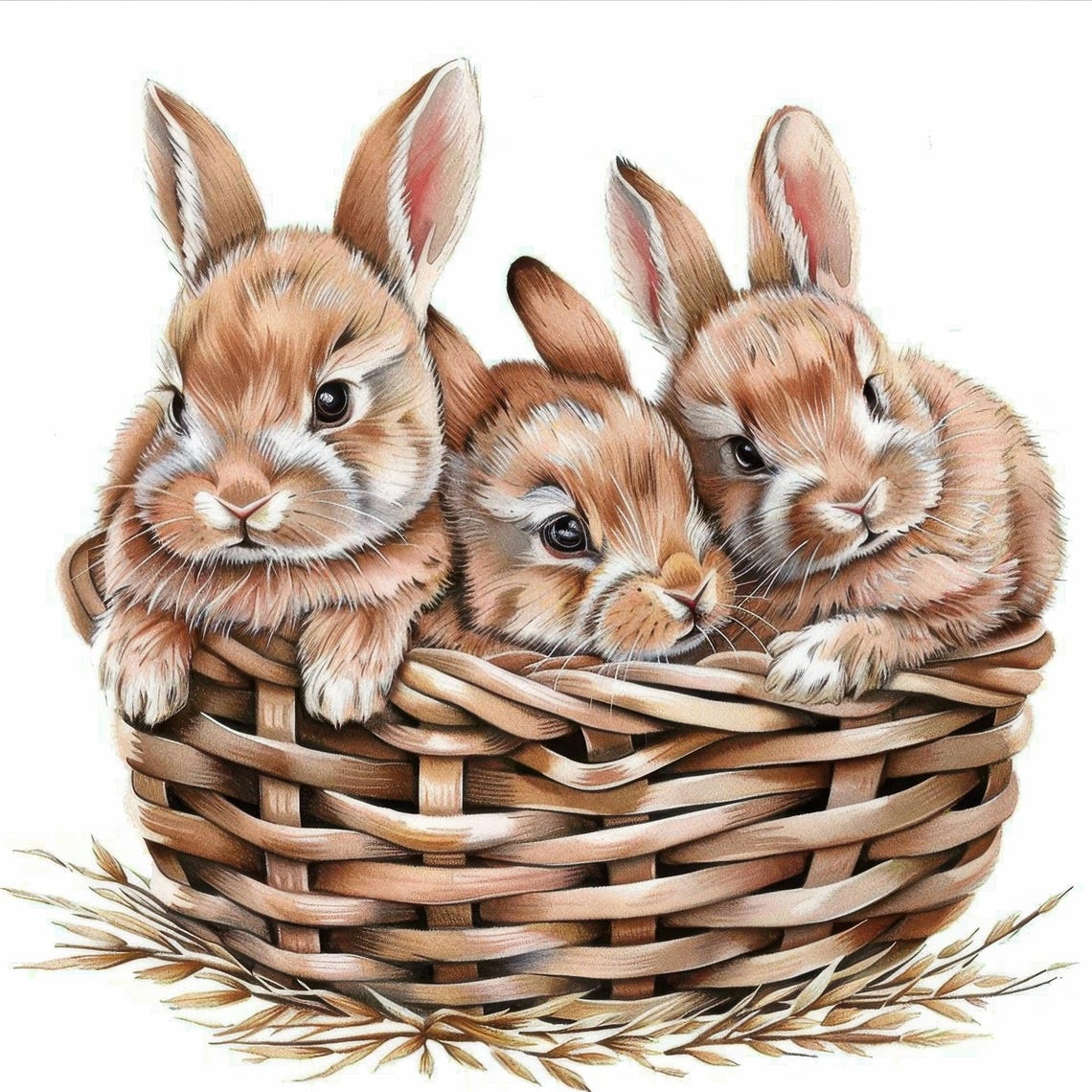 11 Bunny Basket Clipart Bundle, Cute Easter Images Illustrations ...
