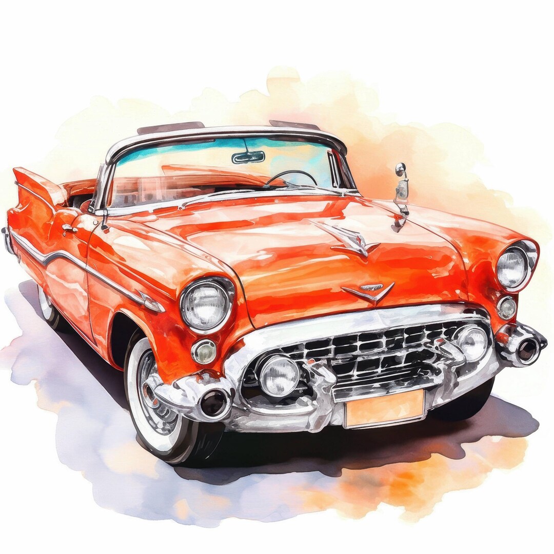 15 Vintage Convertible Car Clipart Set, Retro Car Illustrations ...