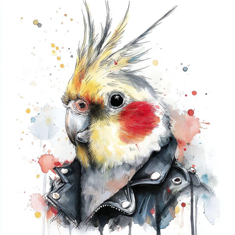 21 Punk Bird Clipart Set, Printable Watercolor Whimsical Birds Clipart ...