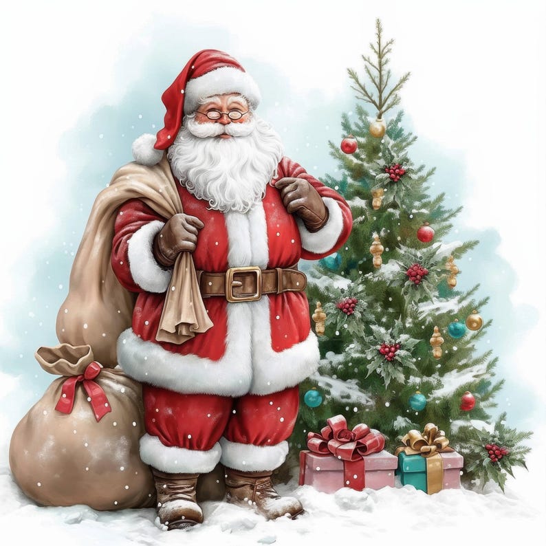 11 Cute Santa Claus Clipart Bundle, Christmas Santa Illustrations ...