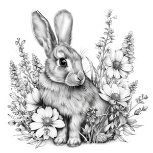 15 Bunny Black Ink Clipart Bundle, Line Art Clipart Illustrations ...