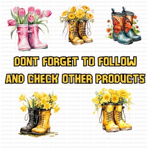 Watercolor Floral Garden Boots Clipart Bundle, Spring Floral Clipart ...