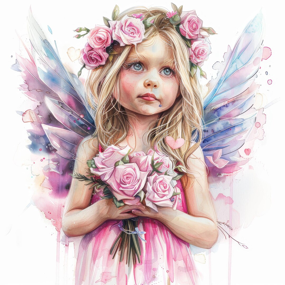 11 Beatiful Fairy and Roses Clipart, Fairy Set, Printable Watercolor ...