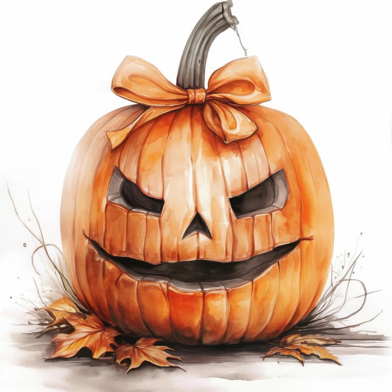 11 Carved Pumpkin Clipart Bundle, Festive Halloween Illustrations ...