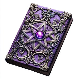 15 Purple Magic Book Clipart Bundle, Gothic Witch Book Clipart, Card ...