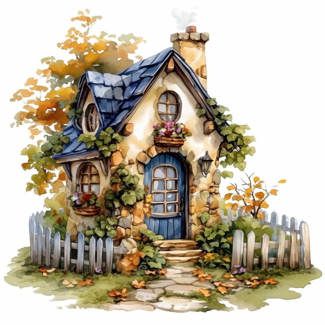 18 Fairytale Houses Clipart Bundle, Printable Watercolor Whimsical Home ...