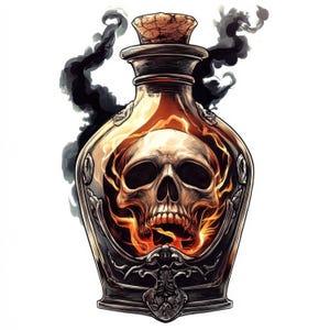 Skull Potions Clip Art 10 High Res Watercolor Jpgs Junk Journaling ...