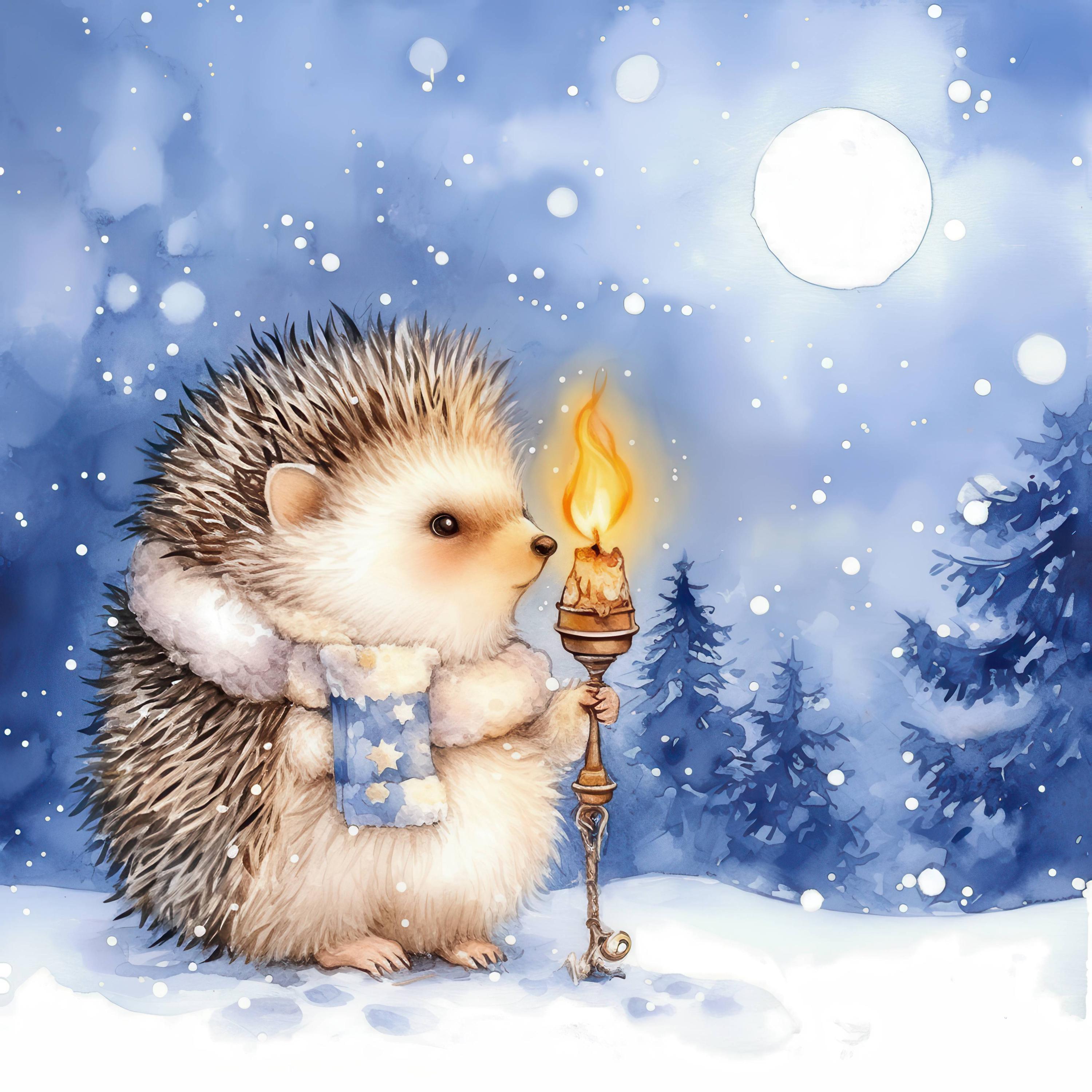 16 Hedgehog With Lantern Clipart Bundle, Adorable Illustrations ...