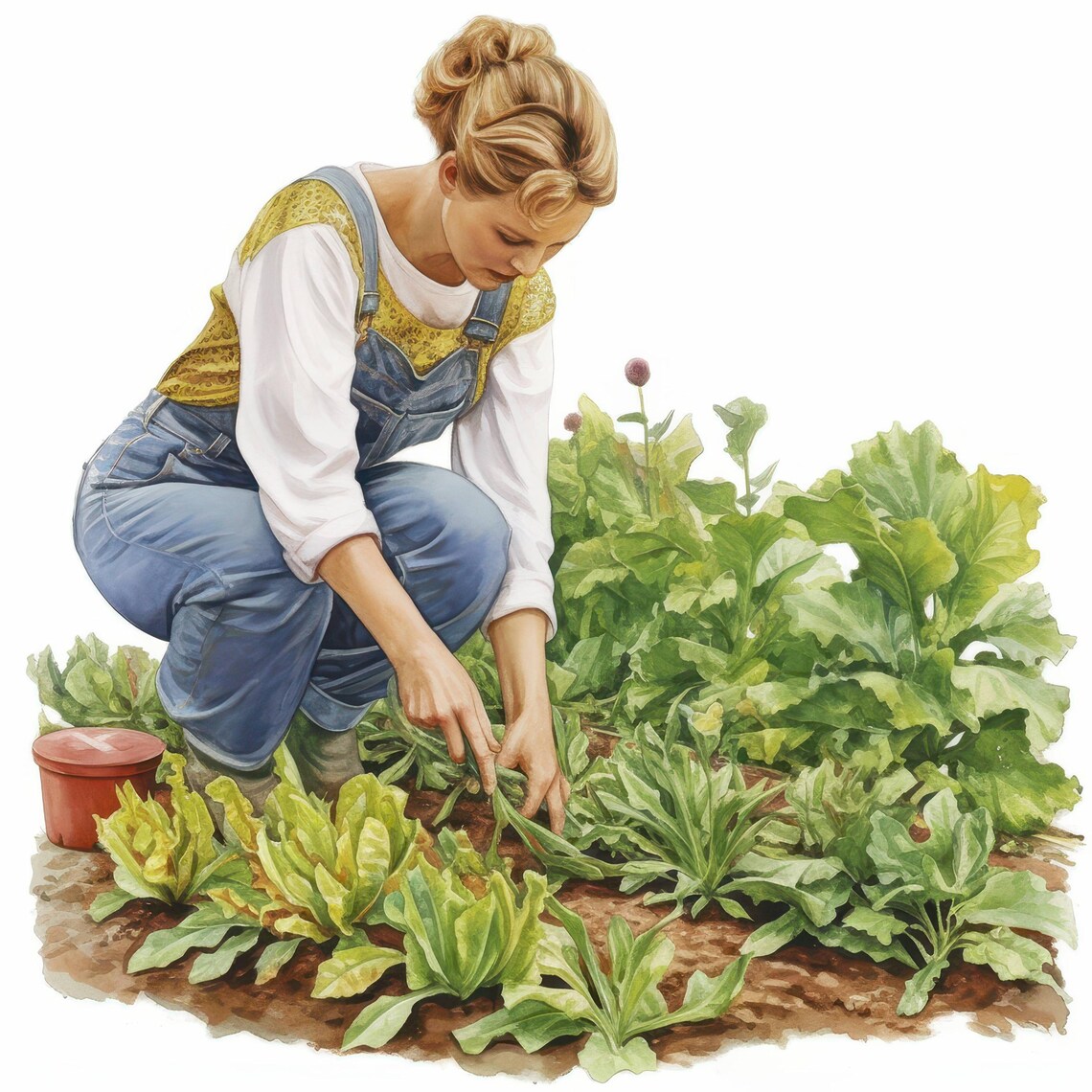 14 Gardening Woman Clipart Bundle, Planting Girl Illustrations ...