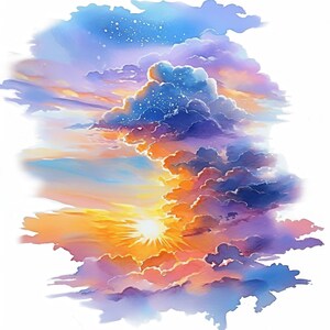 14 Sunset Clouds Clipart Bundle, Sunset Sky Images Illustrations ...