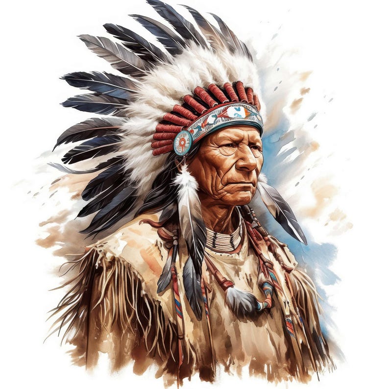 10 Native American Clipart, Indian Chef Illustration, Printable ...