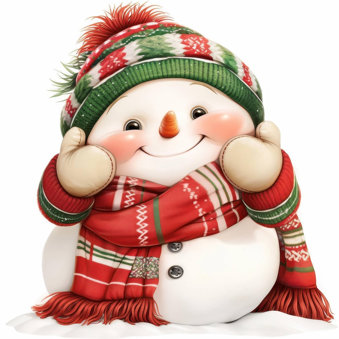 13 Christmas Snowman Clipart Bundle, Printable Watercolor Cute ...