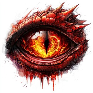 22 Red Fantasy Eyes Clipart Bundle, Printable Watercolor Monster Eyes ...