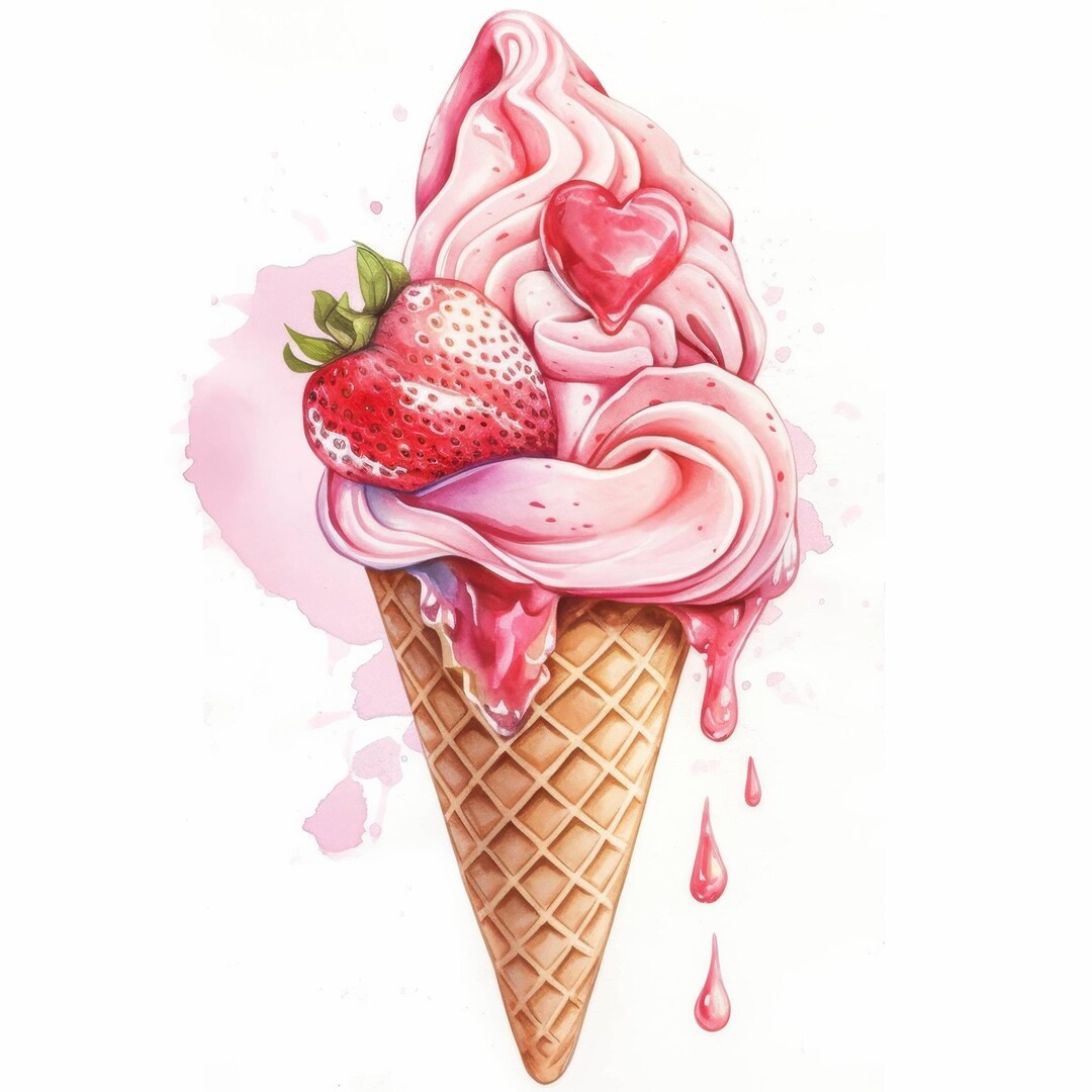 10 Ice Cream Cone Clipart Bundle, Summer Desserts Illustrations ...