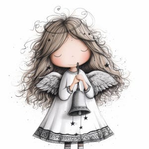 14 Playful Festive Angels Clipart Bundle, Printable Watercolor Angel ...