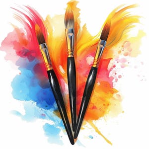 14 Paint Brushes Clipart Bundle, Painting Equipment Illustrations ...