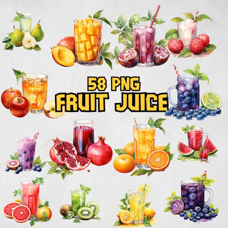 Painted Fruit Clipart - Etsy