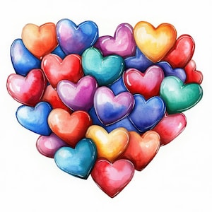 12 Colorful Heart Candies, Clipart Illustration Bundle, Printable ...