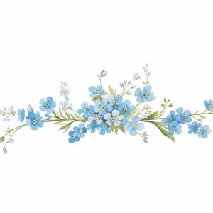 12 Forget Me Not Borders Clipart Bundle, Floral Frame Clipart ...