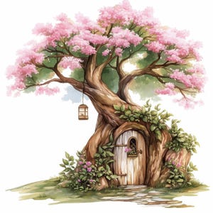 13 Secret Tree Door Clipart Bundle, Fairy Gates Illustrations ...