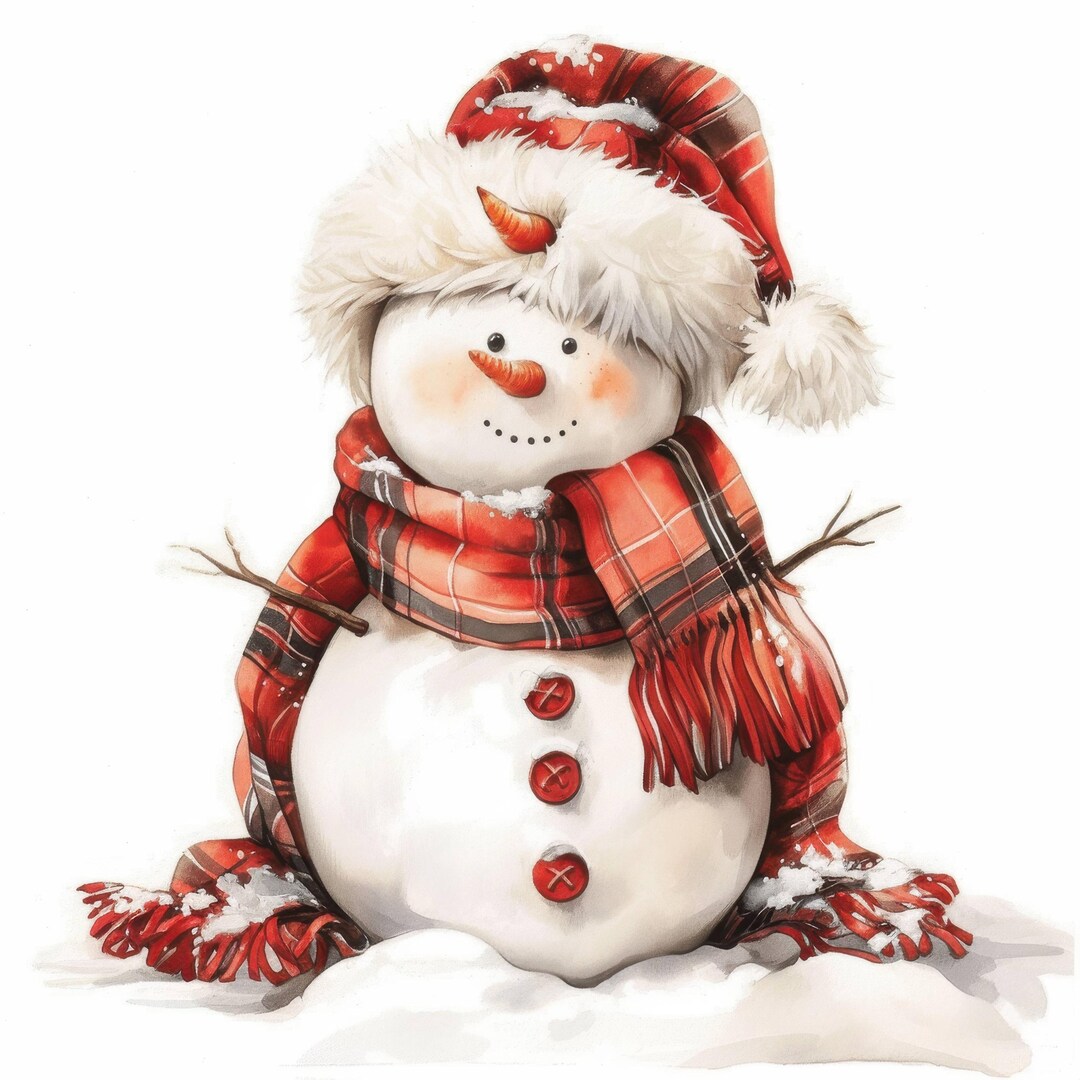 10 Cute Christmas Snowman Clipart Bundle, Festive Winter Images ...