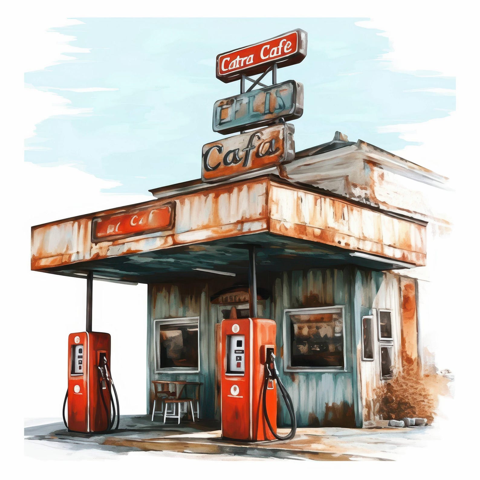 16 Vintage Gas Station Clipart Bundle, Retro Supply Graphics, Printable ...