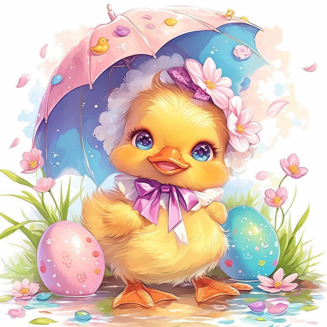 11 Cute Easter Duck Clipart Bundle, Easter Egg Print Illustration ...