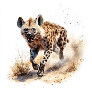 15 Watercolor Hyena Clipart Bundle, Wild Safari Animal Graphics, Card ...