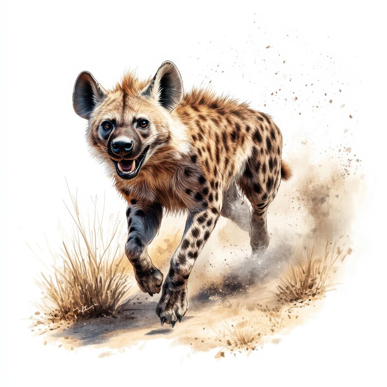 15 Watercolor Hyena Clipart Bundle, Wild Safari Animal Graphics, Card ...