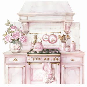 13 Vintage Floral Kitchen Clipart Bundle Set 2, Shabby Chic,watercolor ...