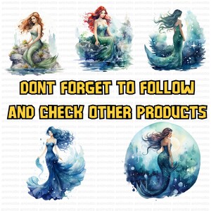 Watercolor Mermaids Clipart Bundle, Underwater Clipart Set, Magical Sea ...