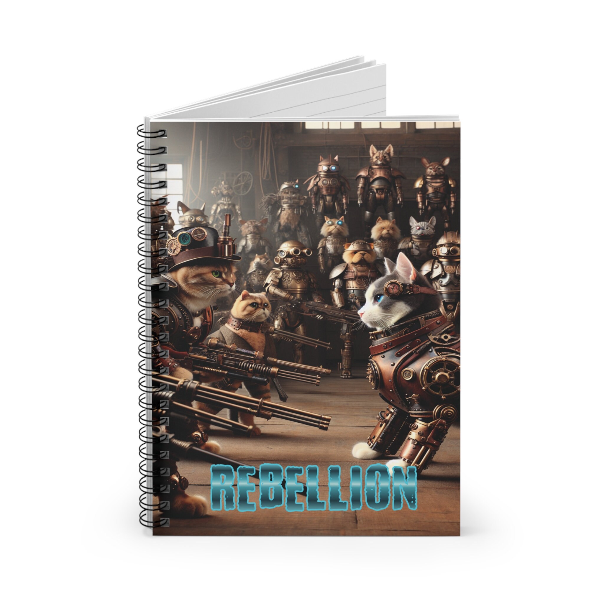 Rebellion Spiral Notebook, Dystopian Cat Fighter, Ready for Battle ...