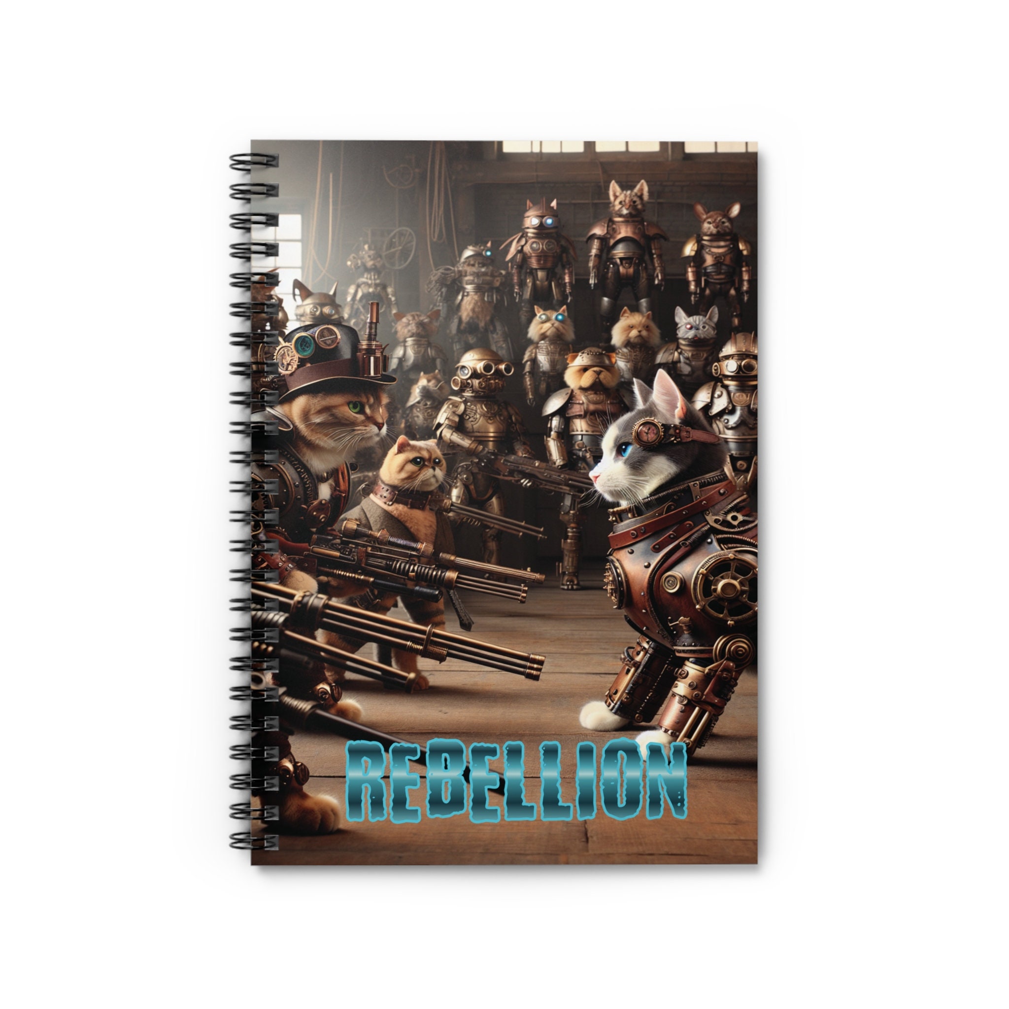 Rebellion Spiral Notebook, Dystopian Cat Fighter, Ready for Battle ...