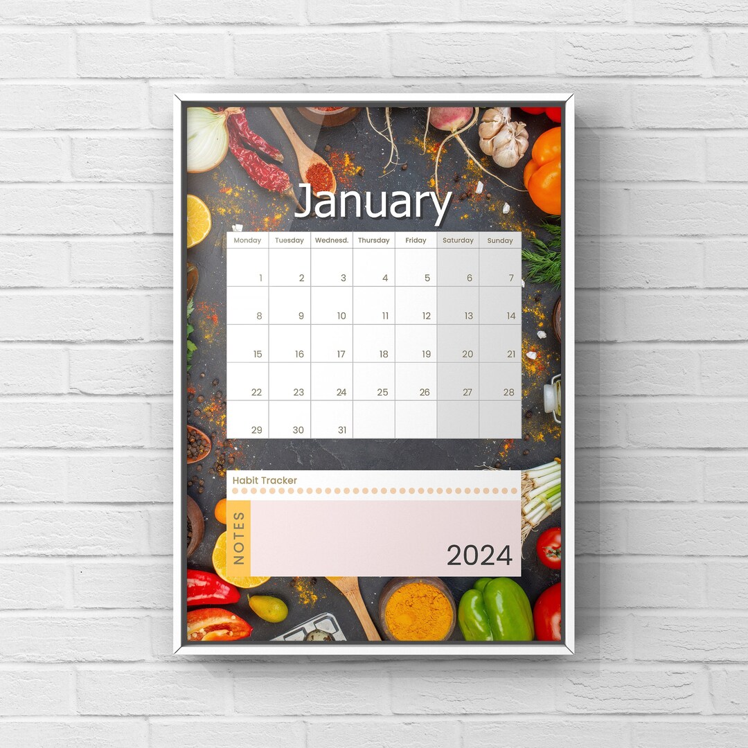 Vegetables Food Restaurant 2024 Calendar 12 Pages Digital - Etsy