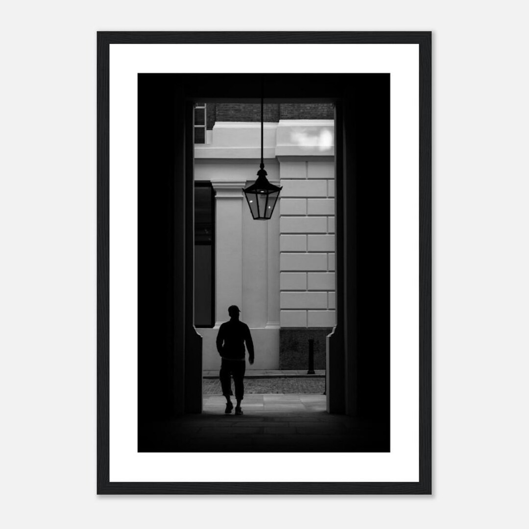 Man Silhouette Black & White Framed Photo Premium Semi-glossy Paper ...