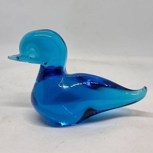 Extremely Rare and Collectible Vintage Blue Glass Duck Paperweight ...