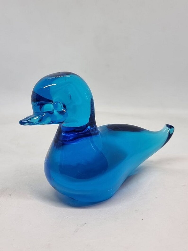 Extremely Rare and Collectible Vintage Blue Glass Duck Paperweight ...