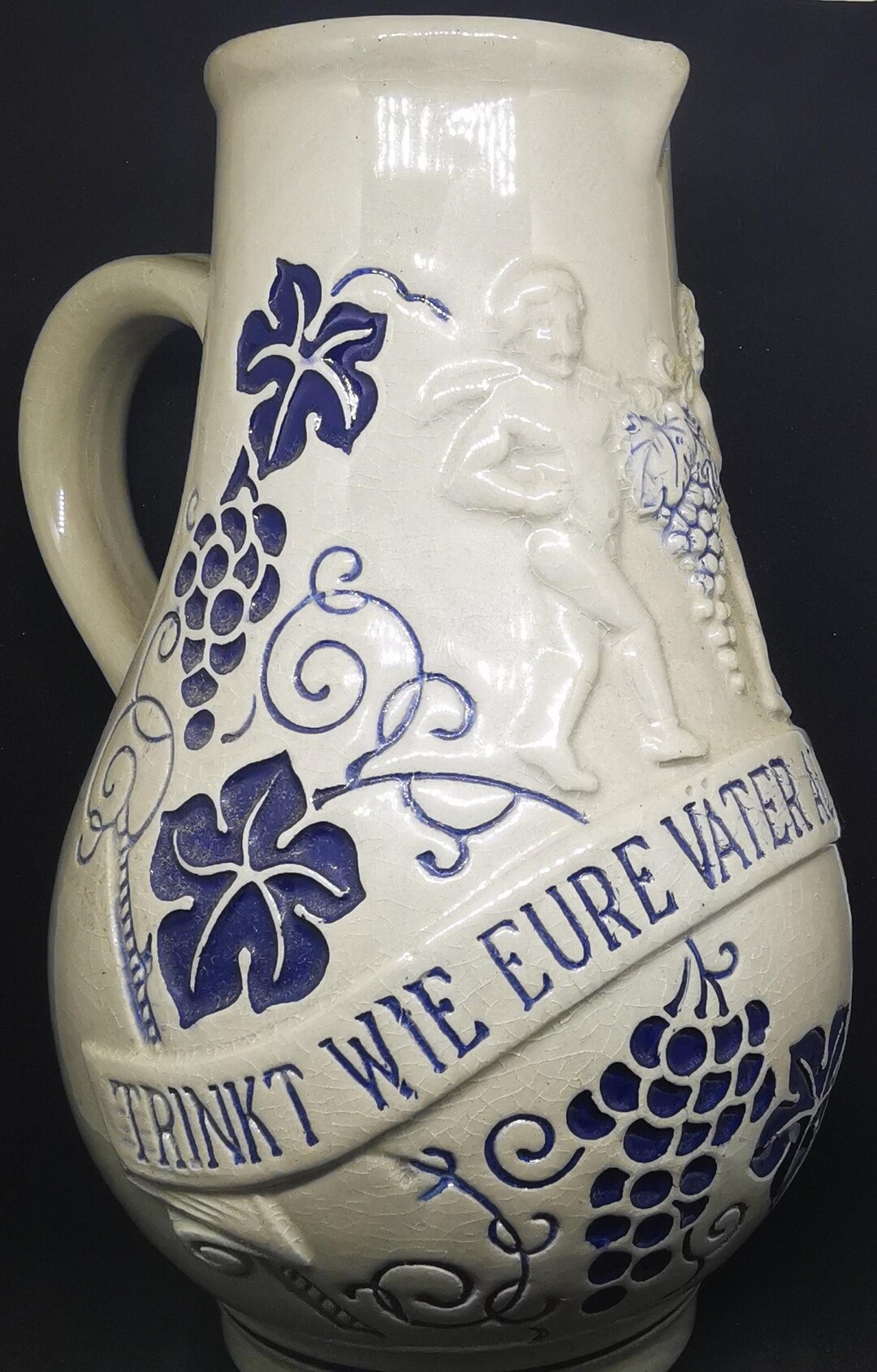 Vintage Glazed Ceramic Wine Pitcher Handmade in 1970s. Made by Wick ...