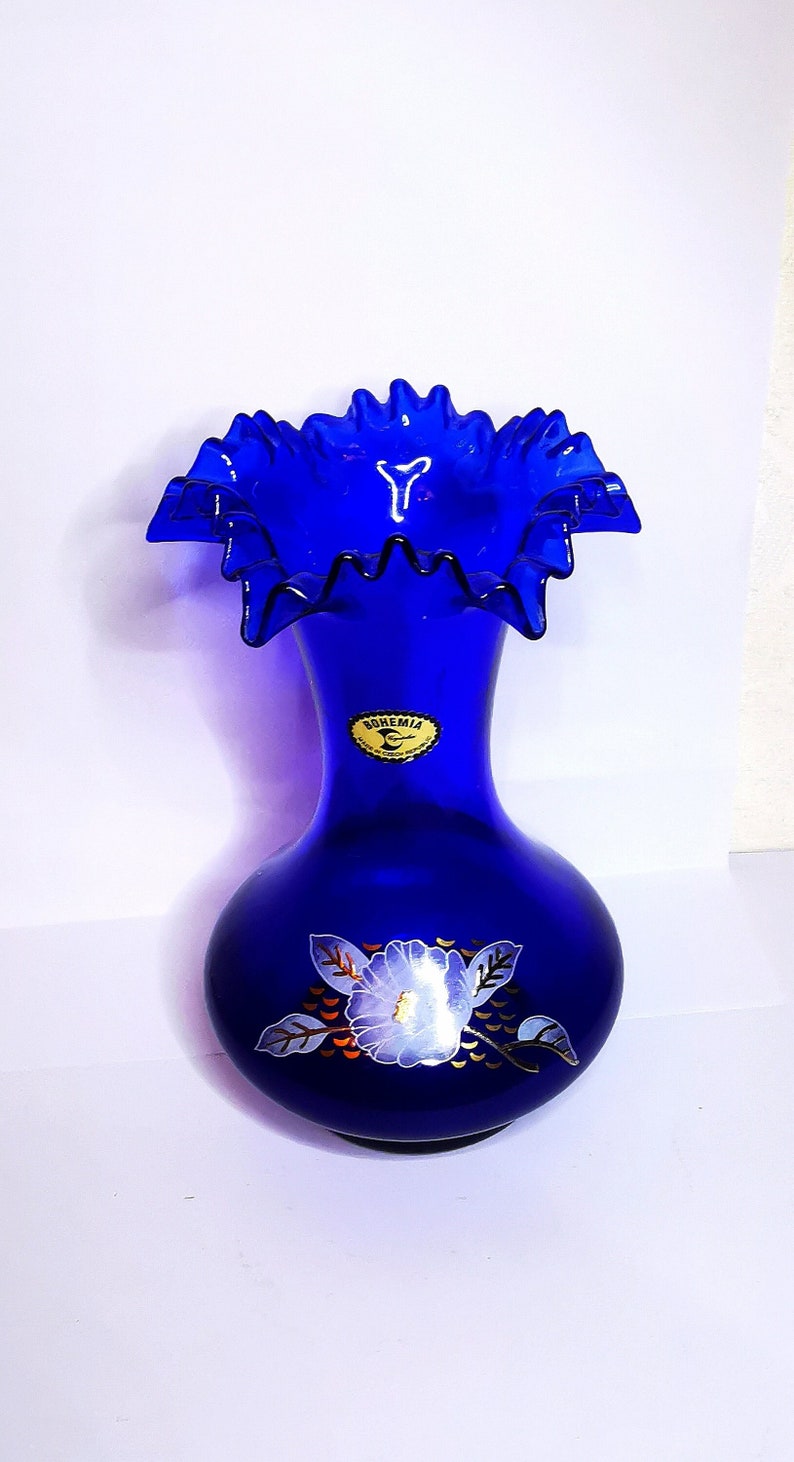 Vintage, Bright Cobalt Blue Glass Bohemia Vase, Made Czech, 1980s, Collectible - Etsy