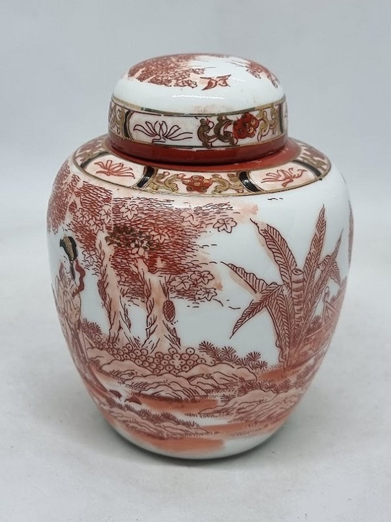 Rare Vintage Asian Japanese Ginger Jar With Handpainted Geisha Girls ...