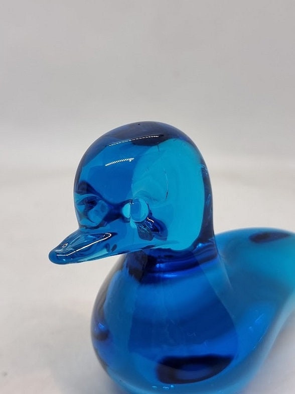 Extremely Rare and Collectible Vintage Blue Glass Duck Paperweight ...