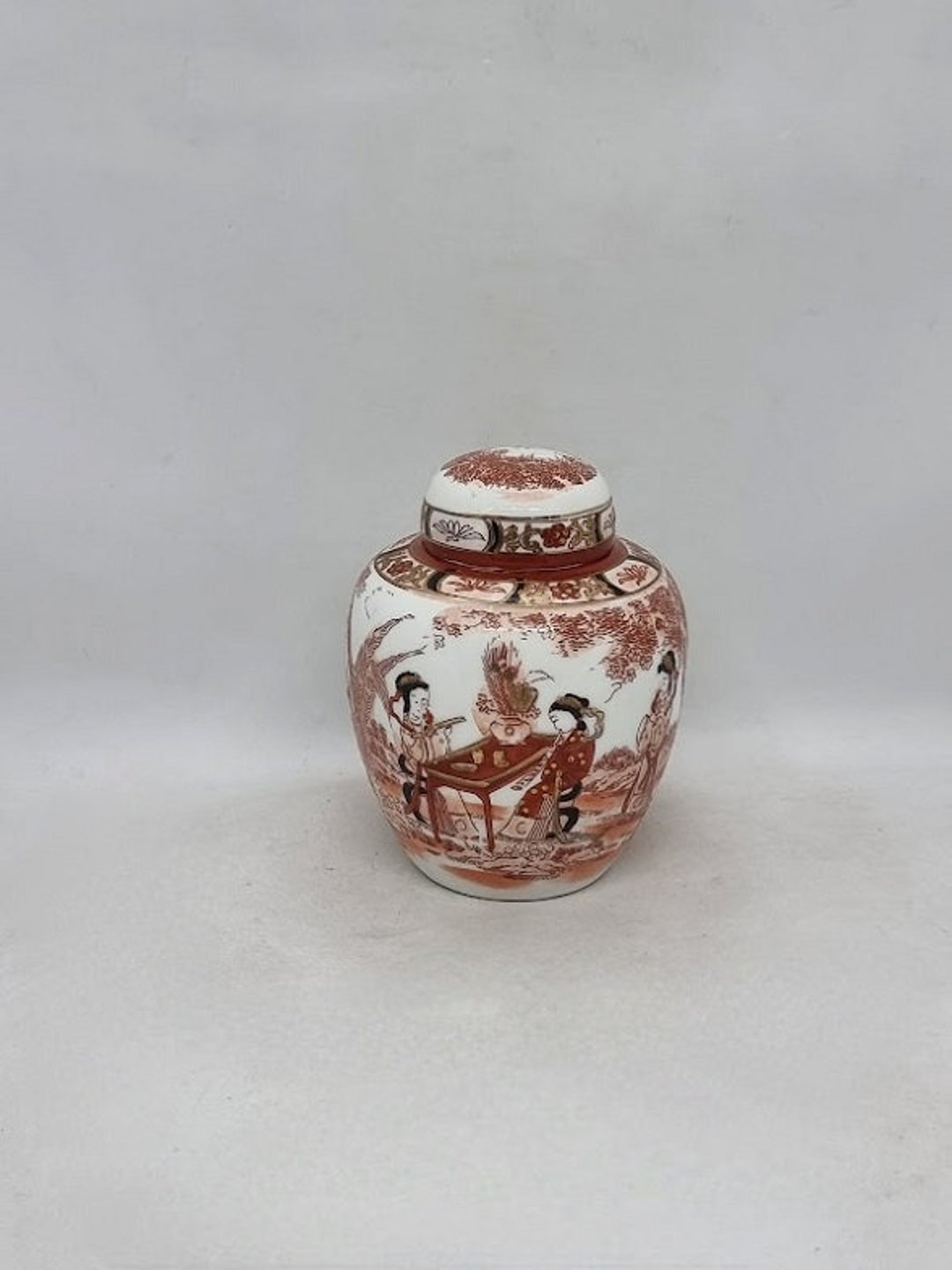 Rare Vintage Asian Japanese Ginger Jar With Handpainted Geisha Girls ...