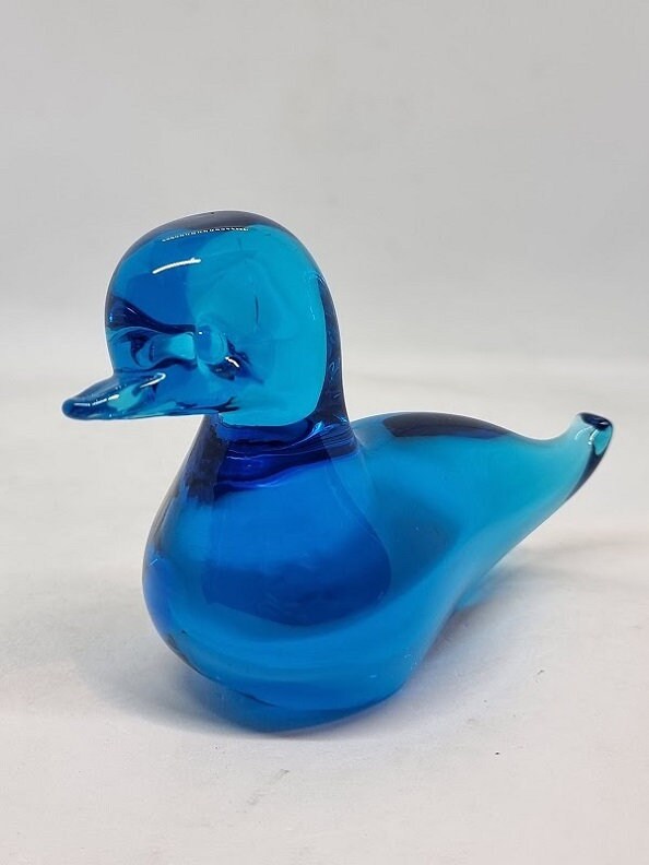 Extremely Rare and Collectible Vintage Blue Glass Duck Paperweight ...